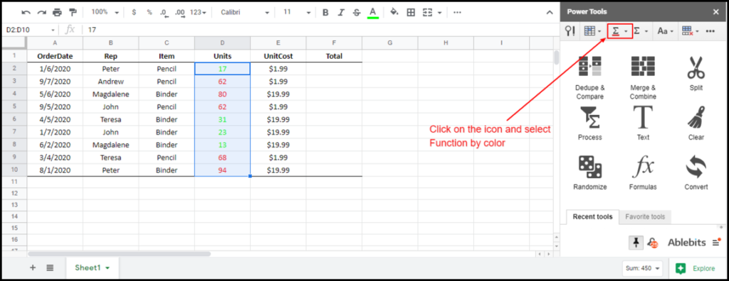 How to use Functions by Color in Google Sheets | Prolific Oaktree